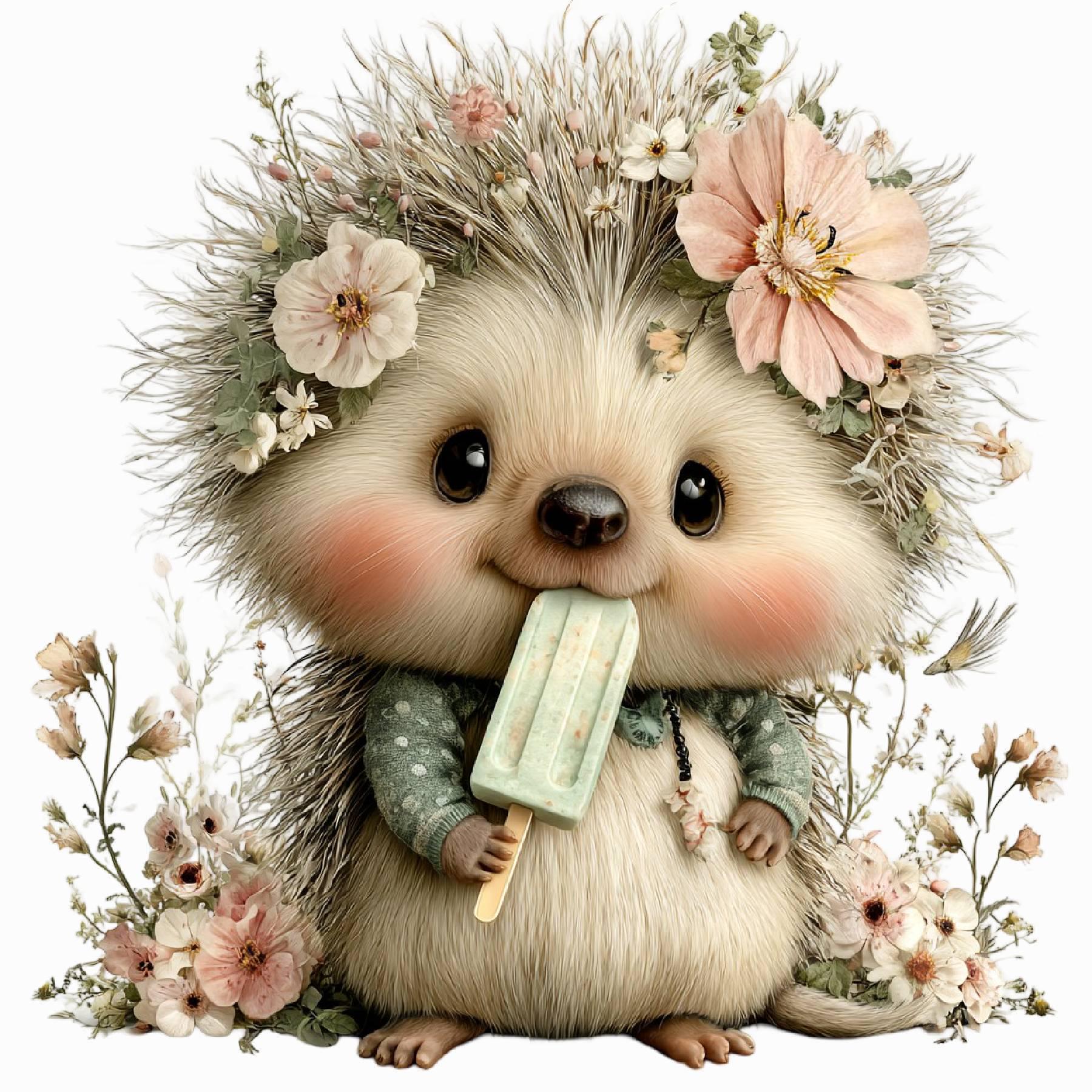 45 Summer Hedgehog Clipart - Whimsical Animal Png (instant Download PNG ...