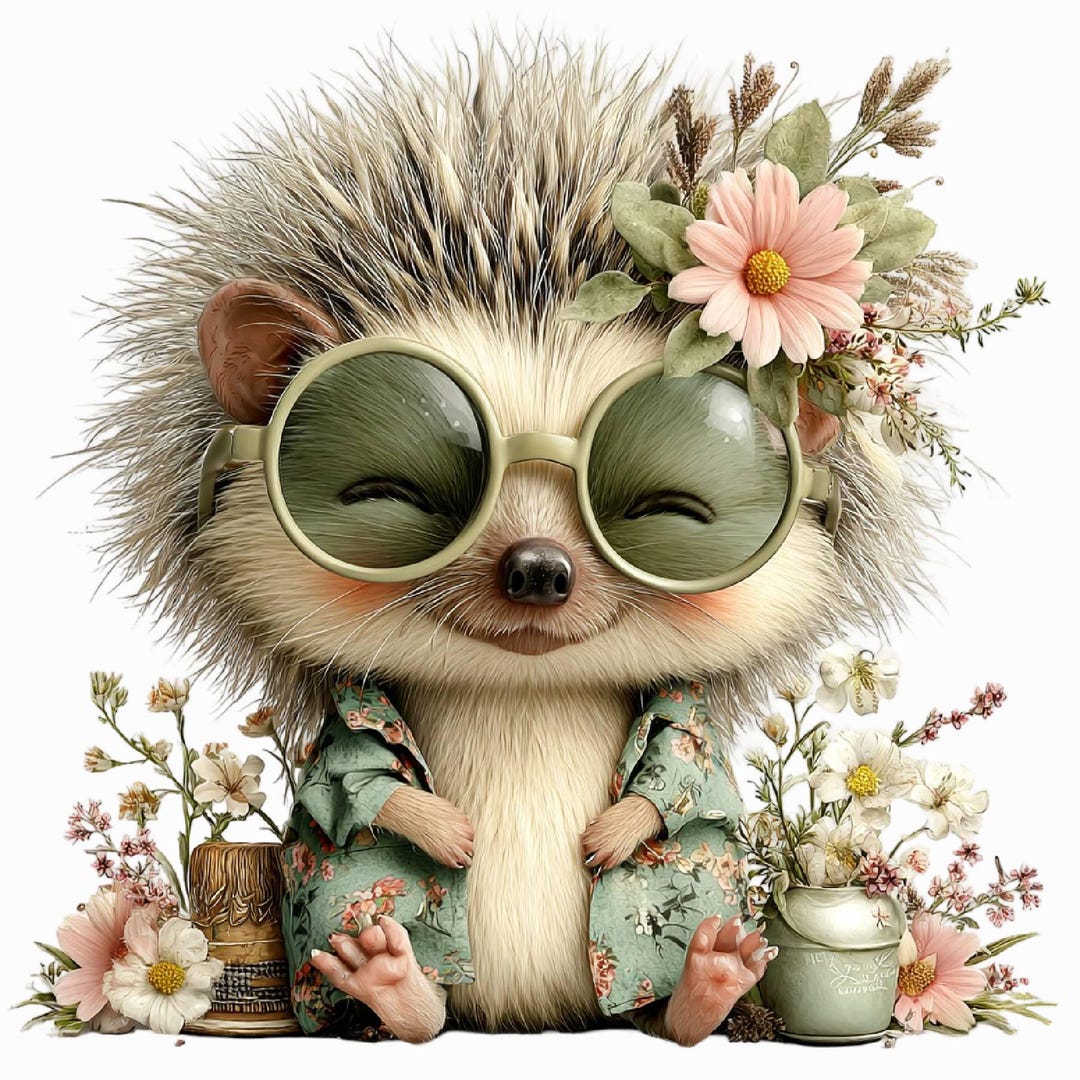 45 Summer Hedgehog Clipart - Whimsical Animal Png (instant Download PNG ...