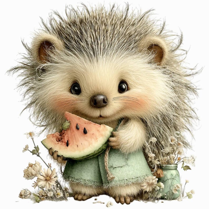 45 Summer Hedgehog Clipart - Whimsical Animal Png (instant Download PNG ...