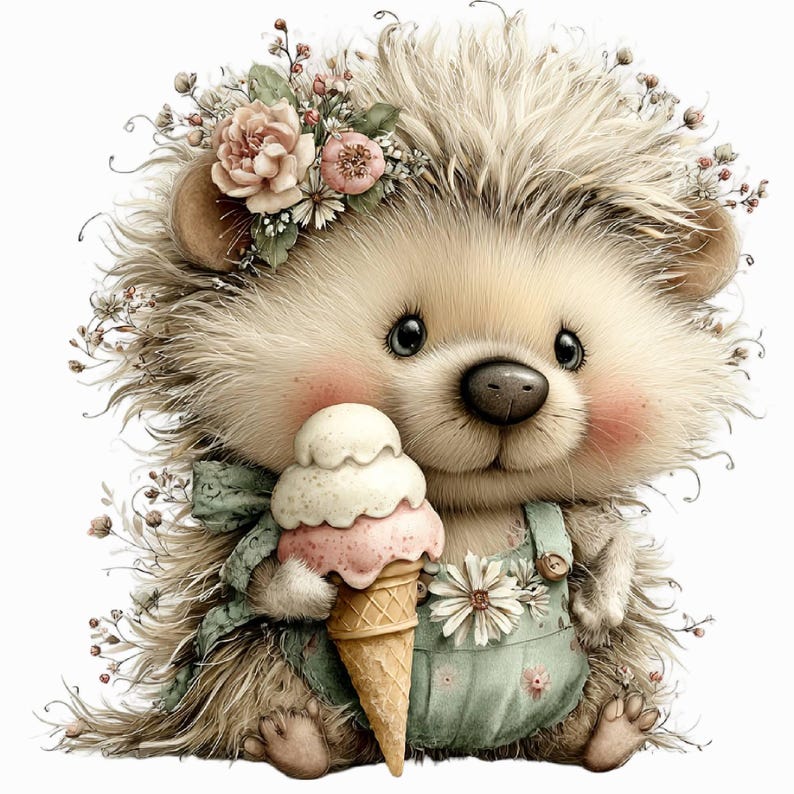 45 Summer Hedgehog Clipart - Whimsical Animal Png (instant Download PNG ...