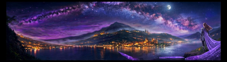 Velaris Starlit Desktop Wallpaper | Dual Monitor Fantasy Art - Etsy