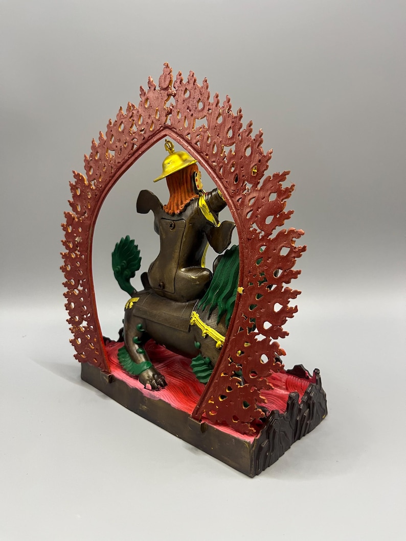 Hand Painted Copper Dorje Legpa Statue Tibetan Dharma Protector Indoor ...
