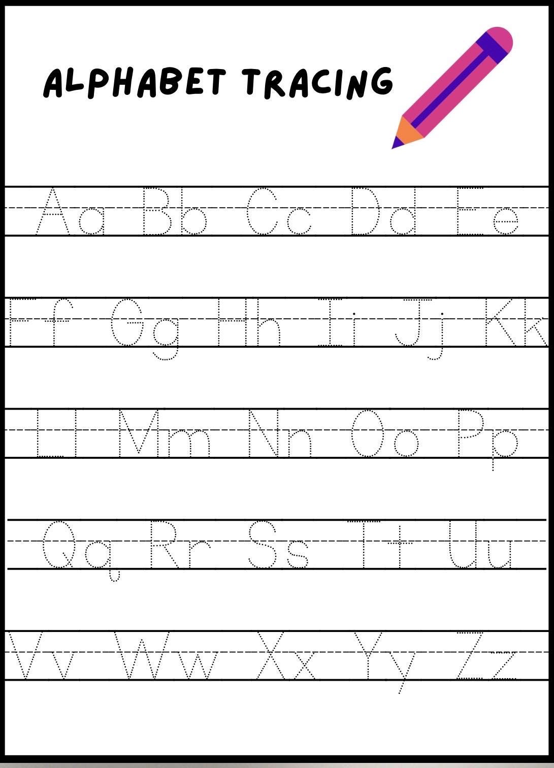 Alphabet Tracing Worksheet (PDF) - Etsy