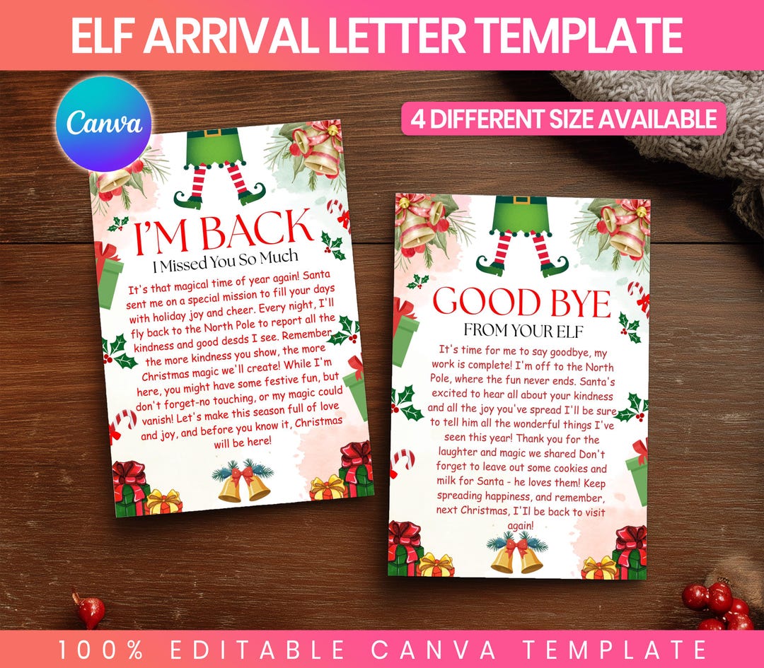 Editable Elf Arrival Letter, I'm Back Note, Elf Hello Return ...