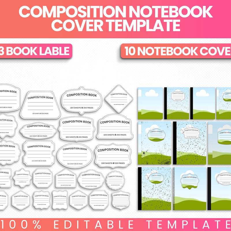 Composition Book Labels - Etsy