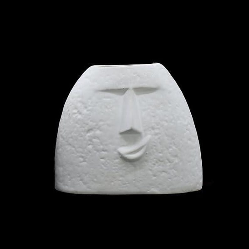 Minimalist Face Vase | Abstract Human Head Planter | Ceramic White ...