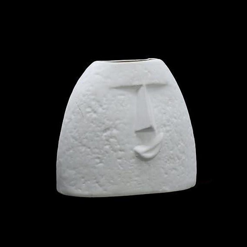 Minimalist Face Vase | Abstract Human Head Planter | Ceramic White ...