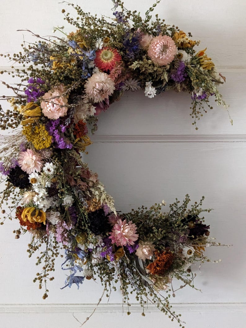 Custom Everlasting Dried Flower Moon Wreath - Etsy