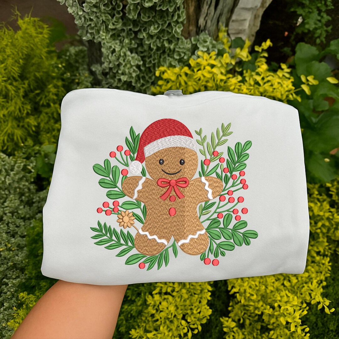 Gingerbread Santa Hat Embroidery Design, Christmas Cookie Stitch ...
