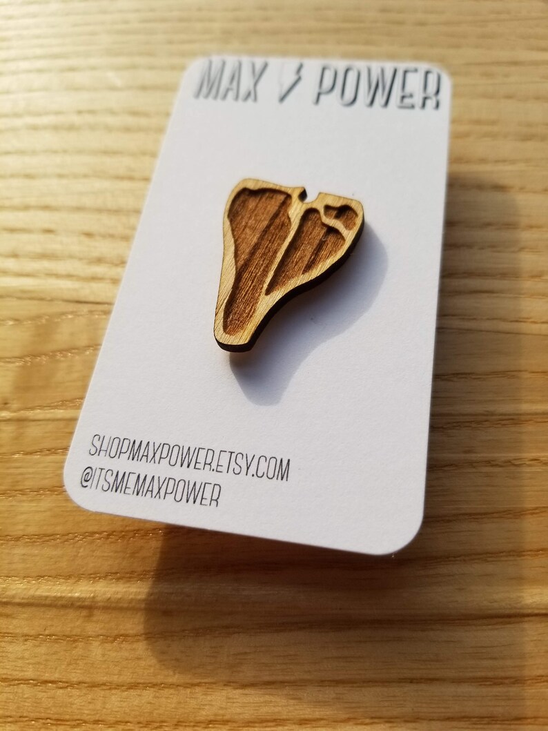 Wood Steak Pin Meat Pin Laser Cut Pin Flair Brooch Lapel | Etsy