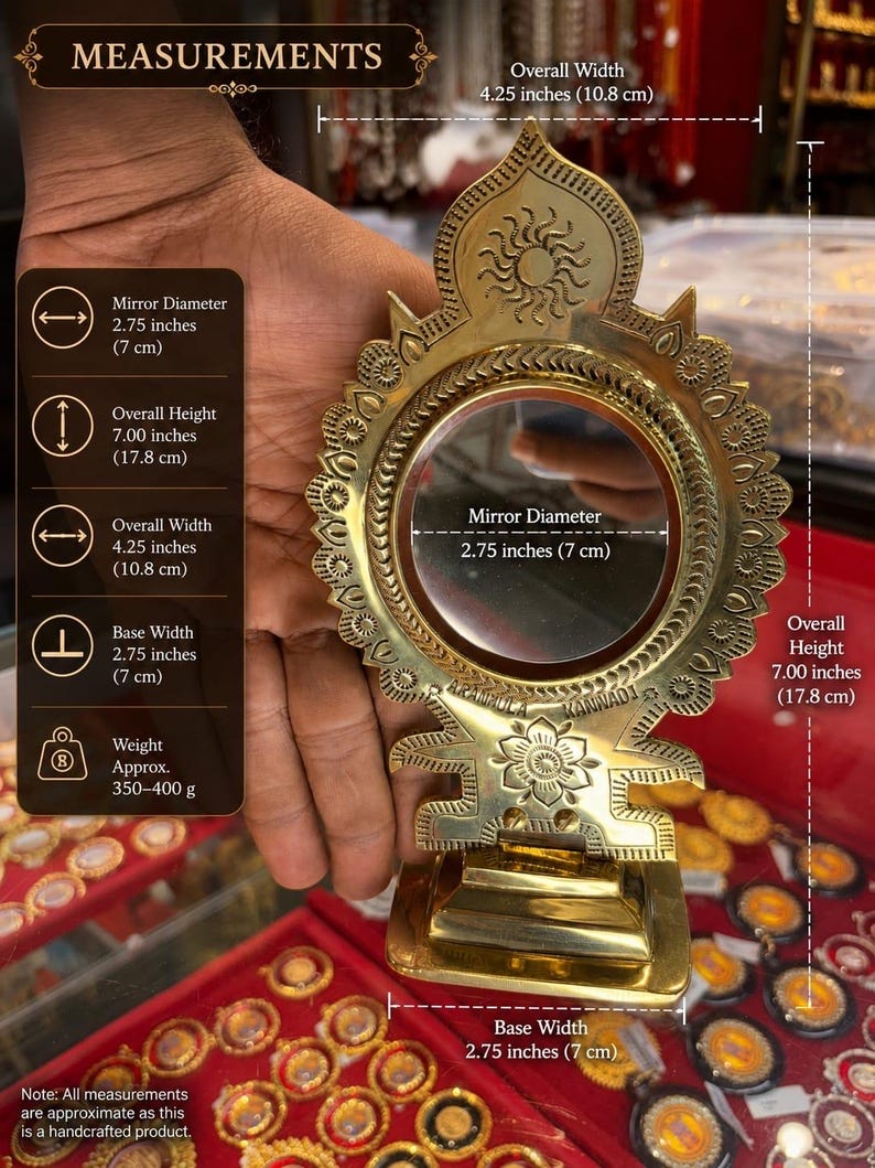 Traditional Kerala Valkannadi Aranmula Mirror, Indian Brass Mirror Home ...