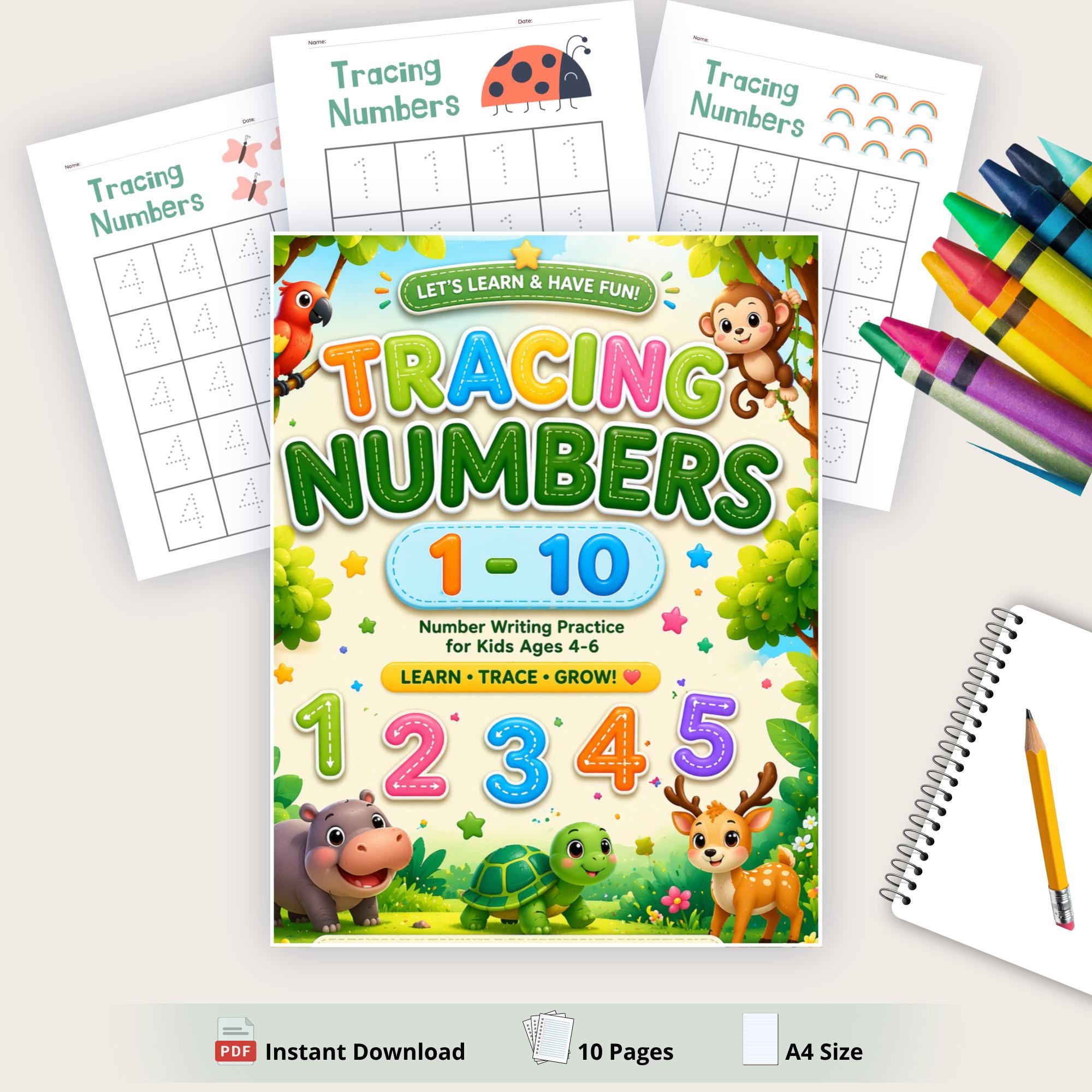 Tracing Numbers 0-9 Worksheet for Kids | Printable PDF | Preschool ...