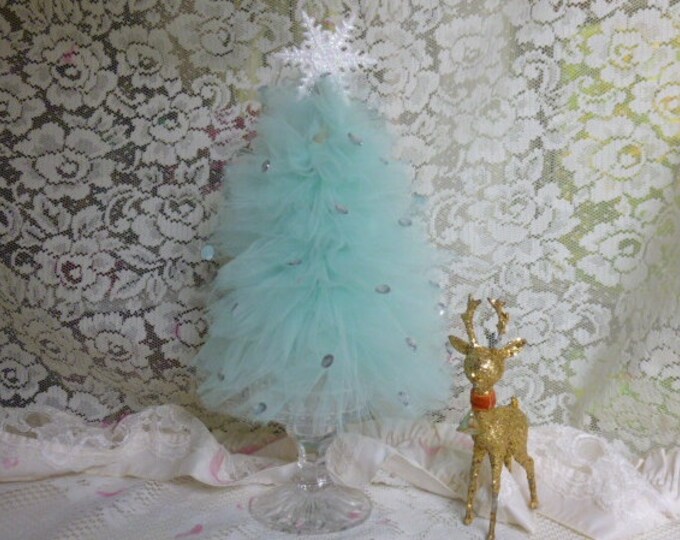 Aqua Tulle Tree Tabletop Christmas Decor - Etsy