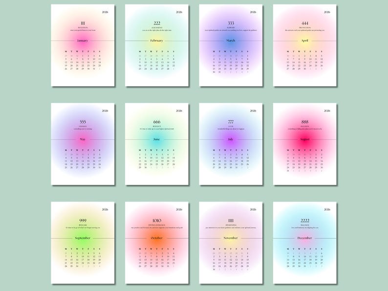 2026 Monthly Printable Aura Calendar, PDF Aura Calendar, Minimalist ...
