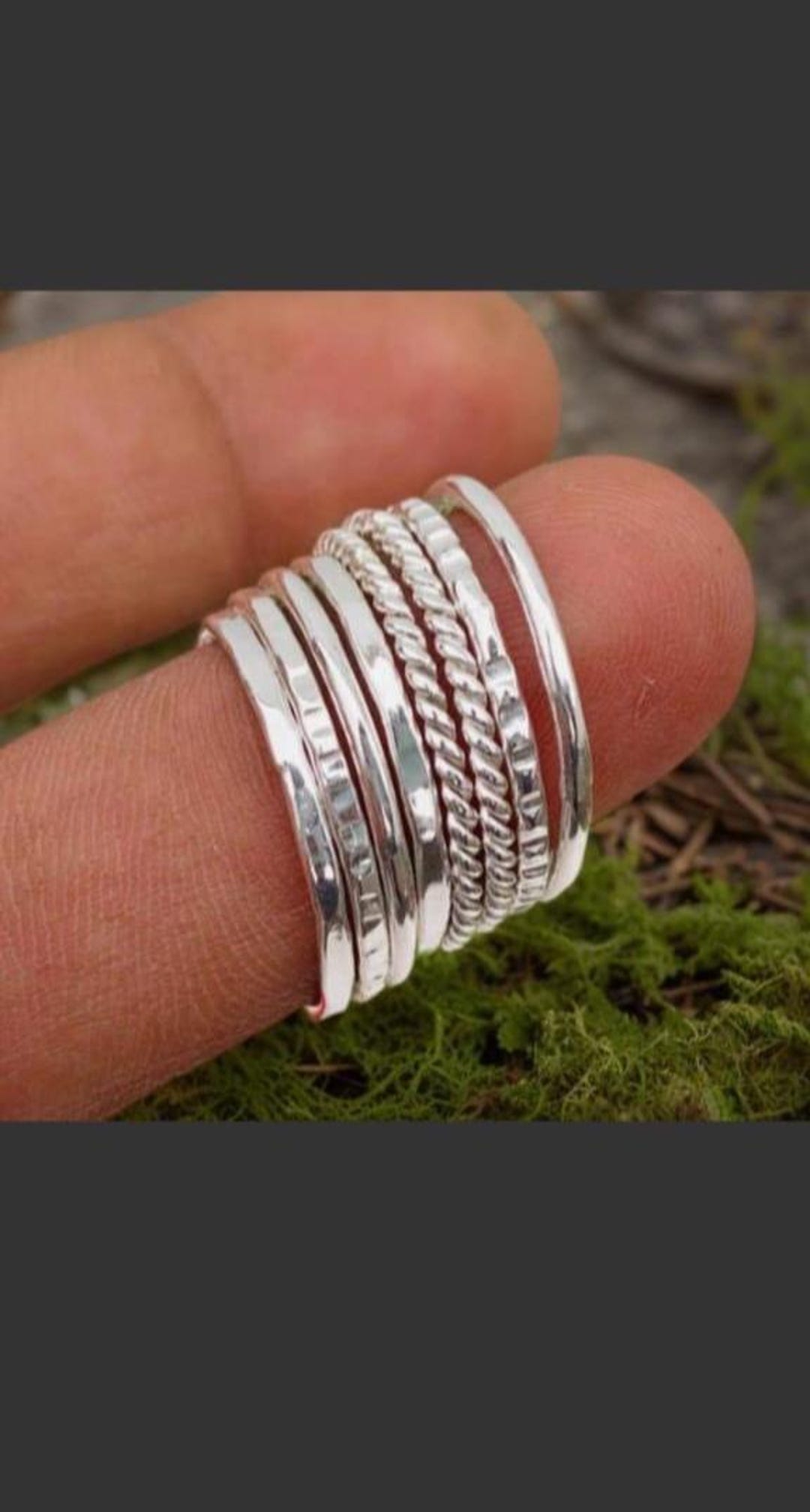 Boho Stackable Sterling Silver Ring Set – Layered Band Rings - Etsy