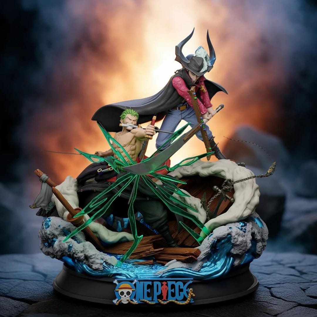 One Piece Zoro Vs Mihawk STL File | Anime Diorama 3D Print | Epic Sword ...