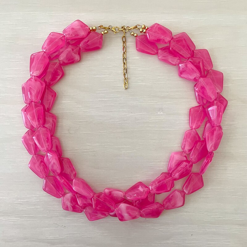 Hot Pink Necklace Etsy