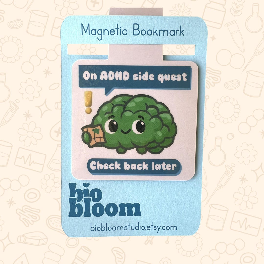 ADHD Side Quest Magnetic Bookmark | Neurodiversity Bookmark | Cute ADHD ...