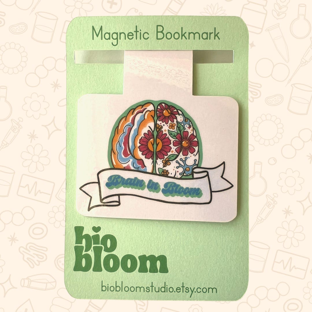 Brain in Bloom Magnetic Bookmark | Floral Brain Bookmark | Neuroscience ...