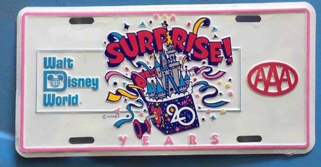 Disney License Plate Walt Disney World 20th Celebration AAA License ...