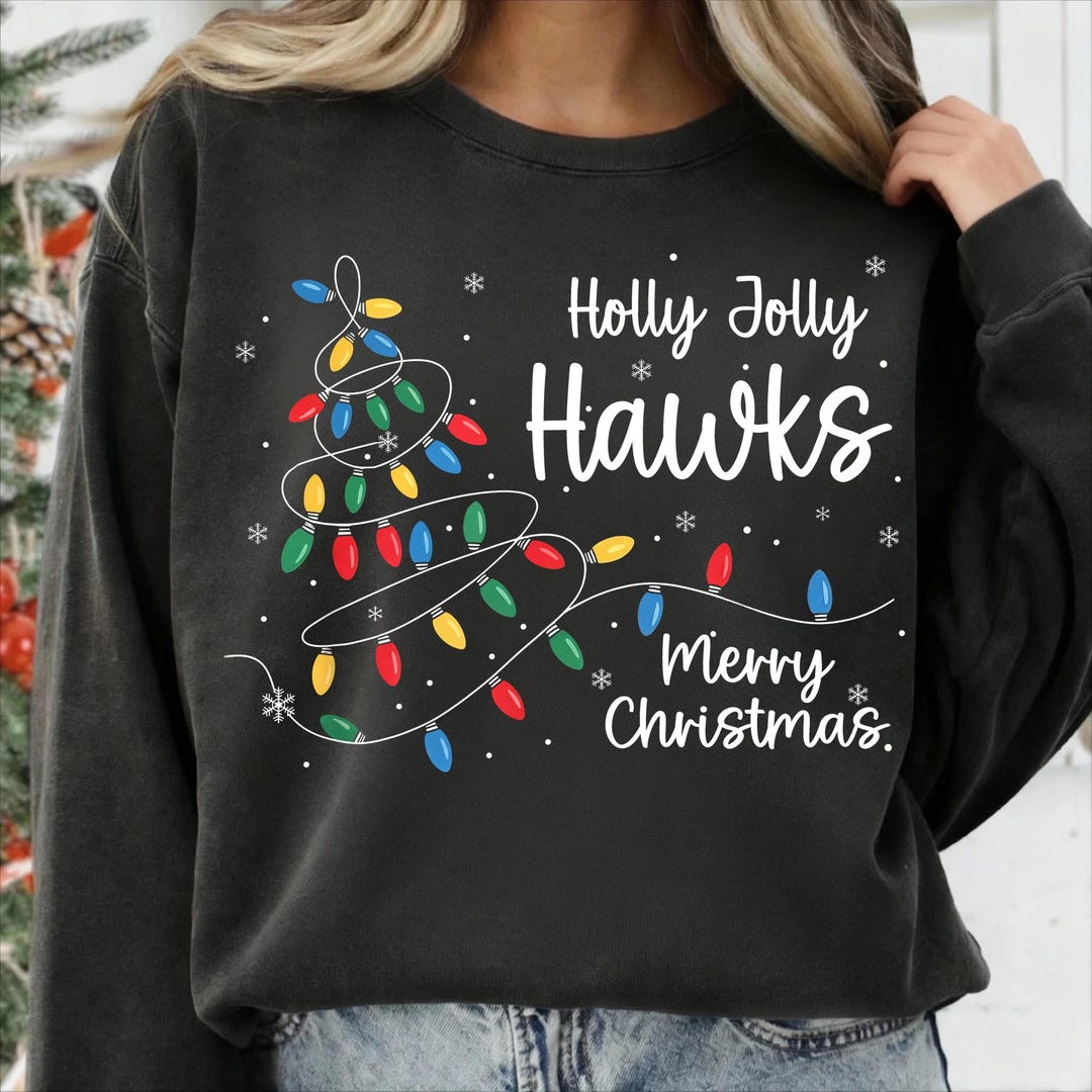 Hawks Christmas PNG, Holly Jolly Mascot, School Spirit (digital ...