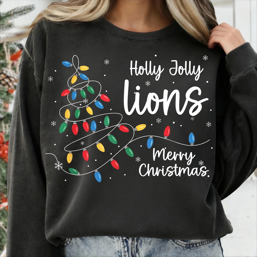 Lions Christmas PNG, Holly Jolly Mascot, School Spirit (digital ...