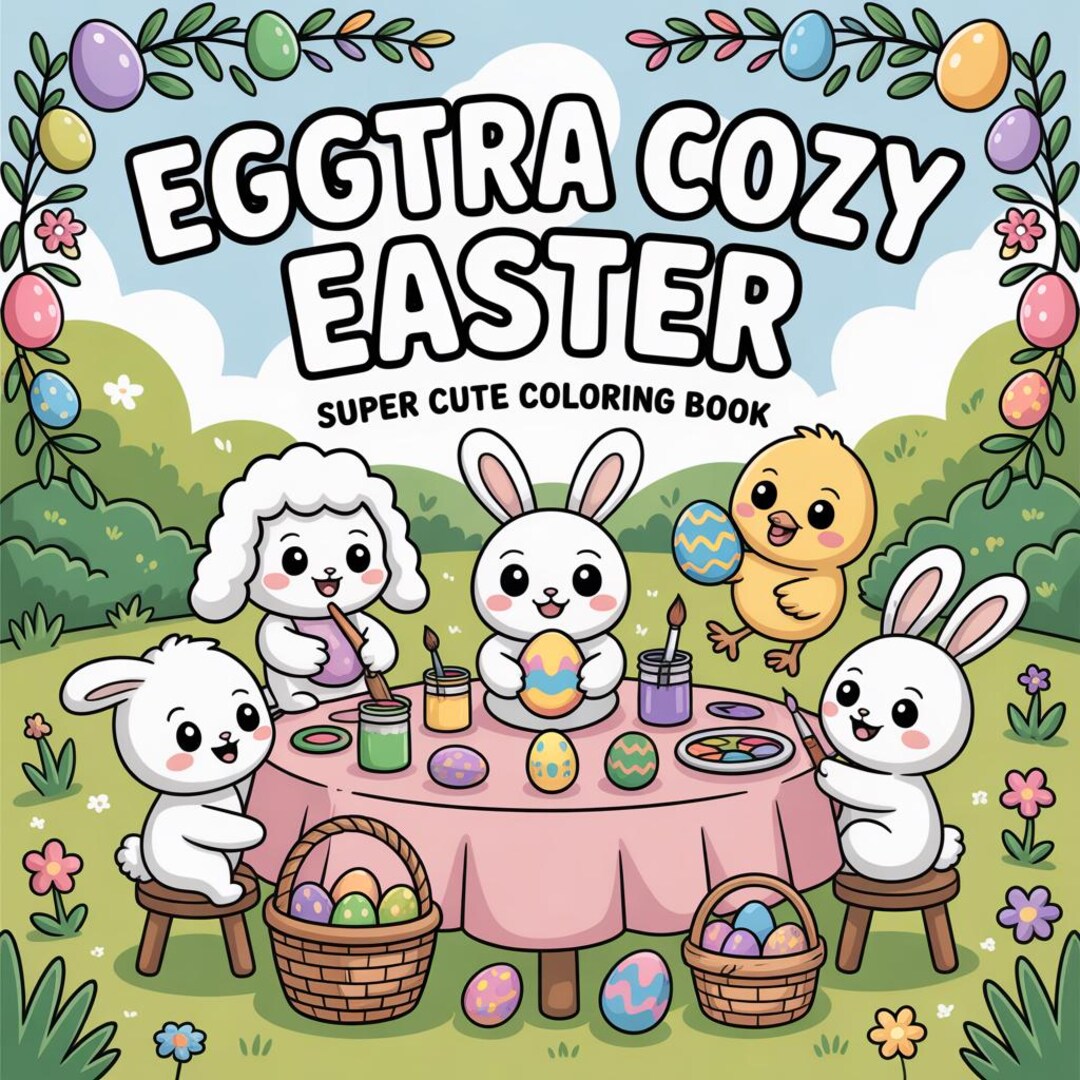 Eggstra Cozy Easter: Super Cute Coloring Book With Adorable Spring ...