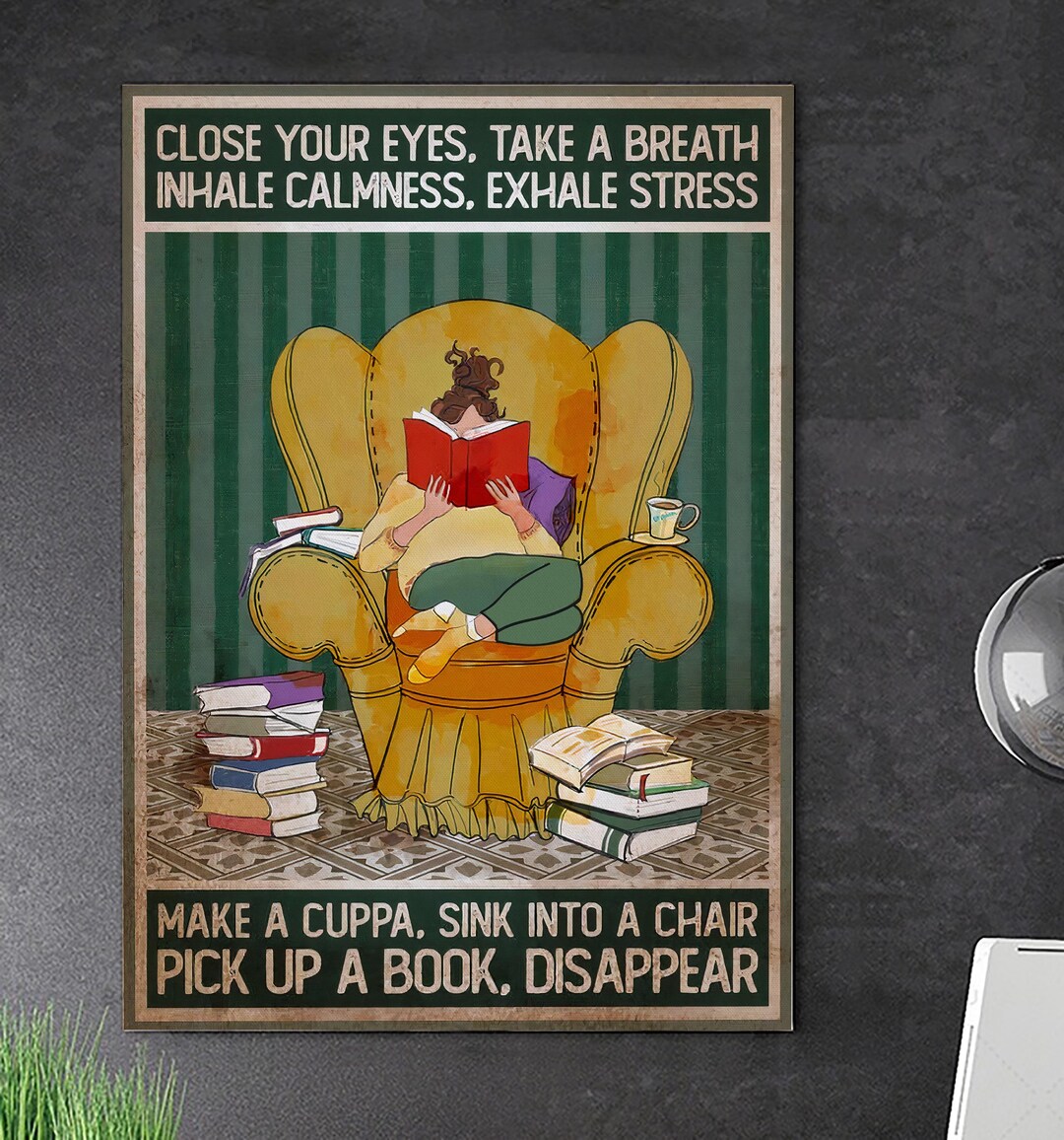 Cozy Reading Wall Art Poster, Book Lover Decor, Relaxing Quote Print ...
