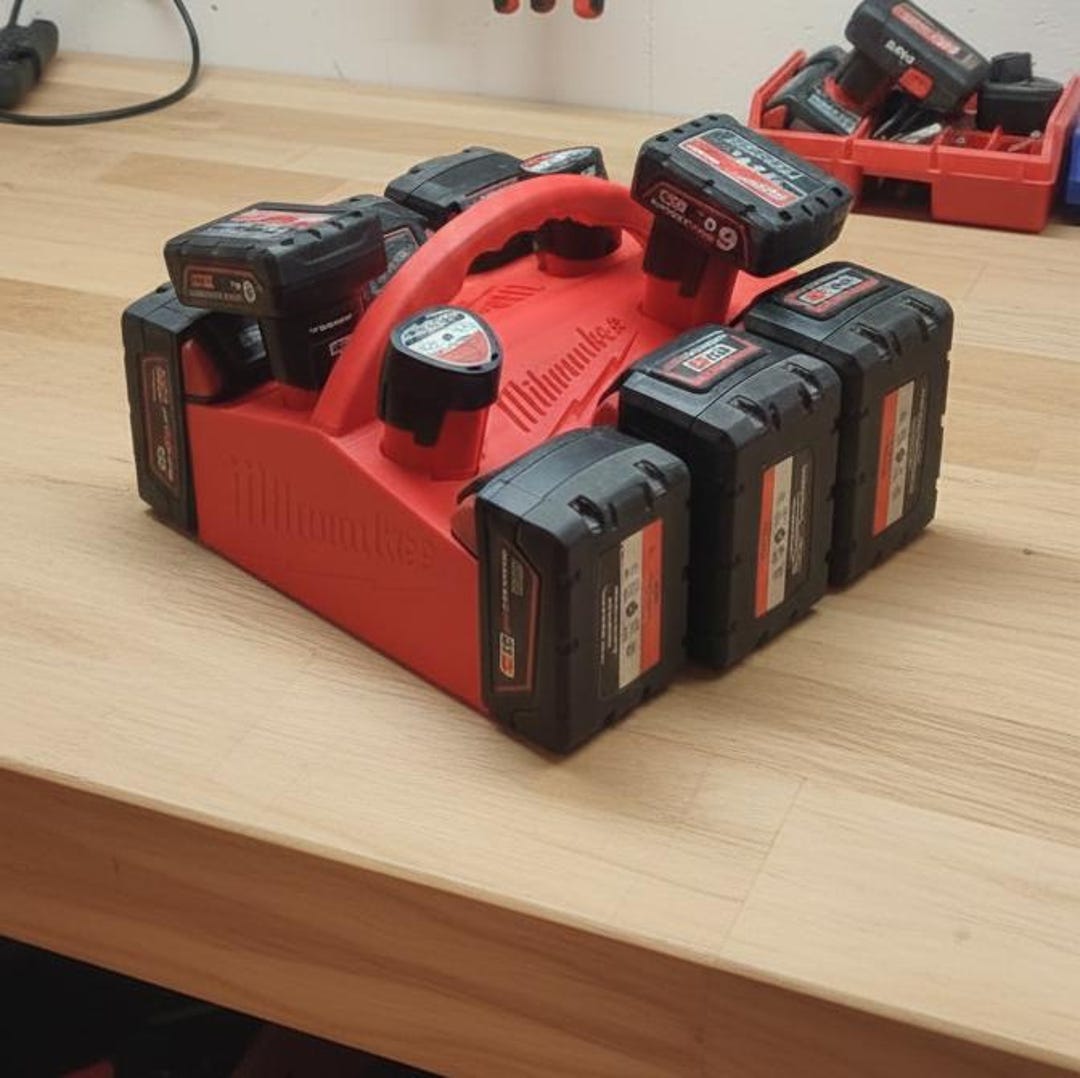 Milwaukee M18 & M12 Battery Holder – 6+4 Slots – 3D Printable File ...