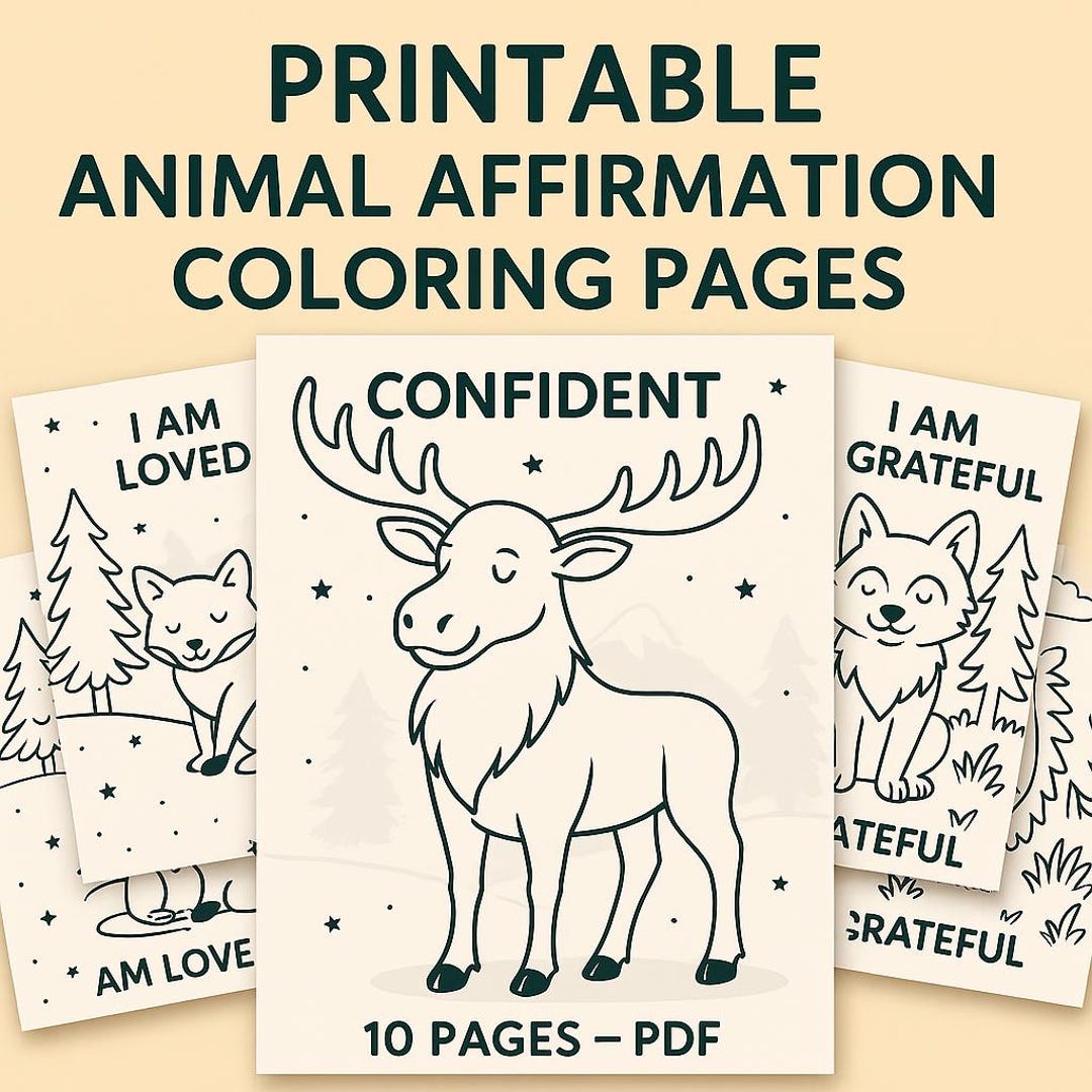 Kids Affirmation Coloring Pages • Woodland Animals Mindfulness • A4 ...