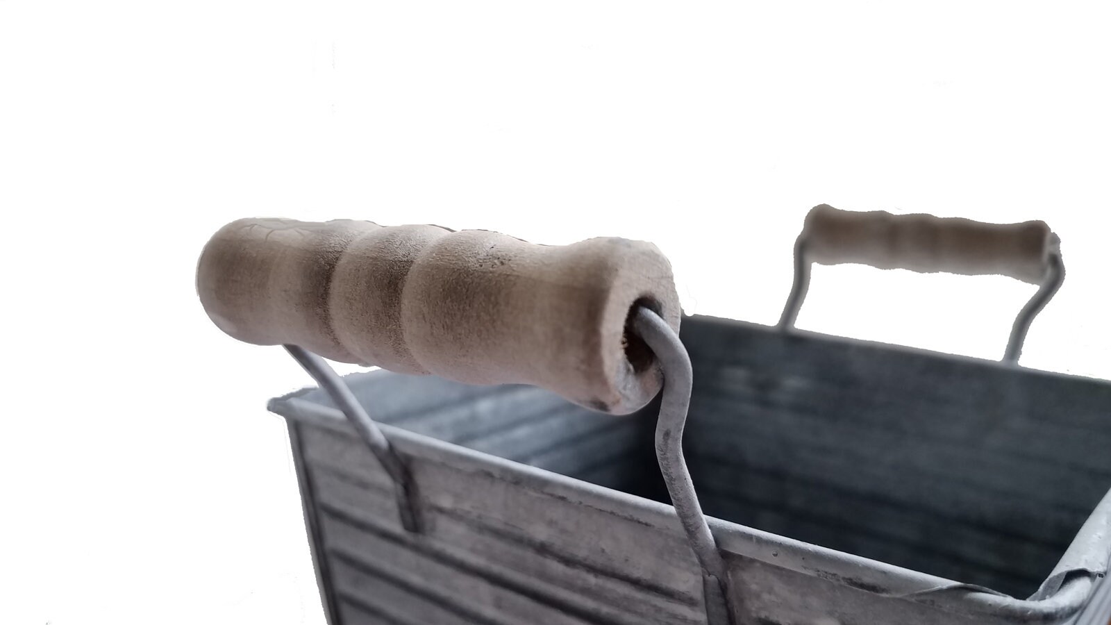 Square Metal Bucket W/wood Handles 5 Galvanized Metal - Etsy