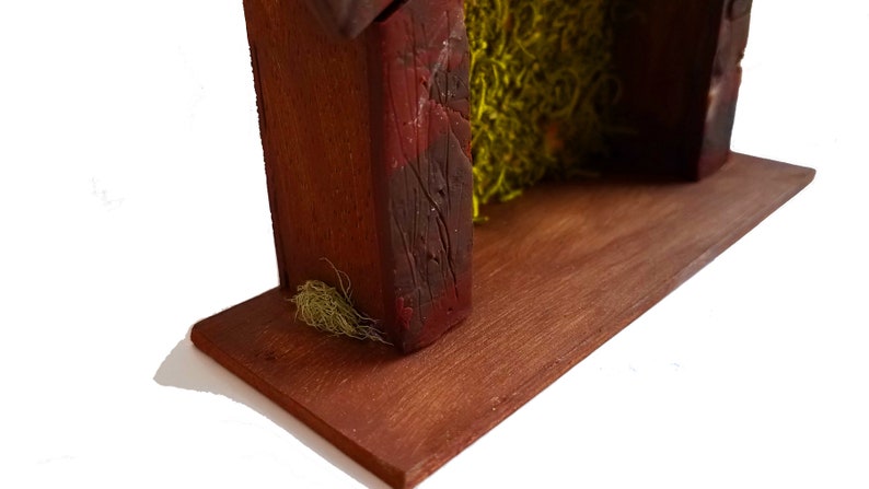 Miniature Nativity Stable - Wood Nativity Manger, Rustic Nativity ...