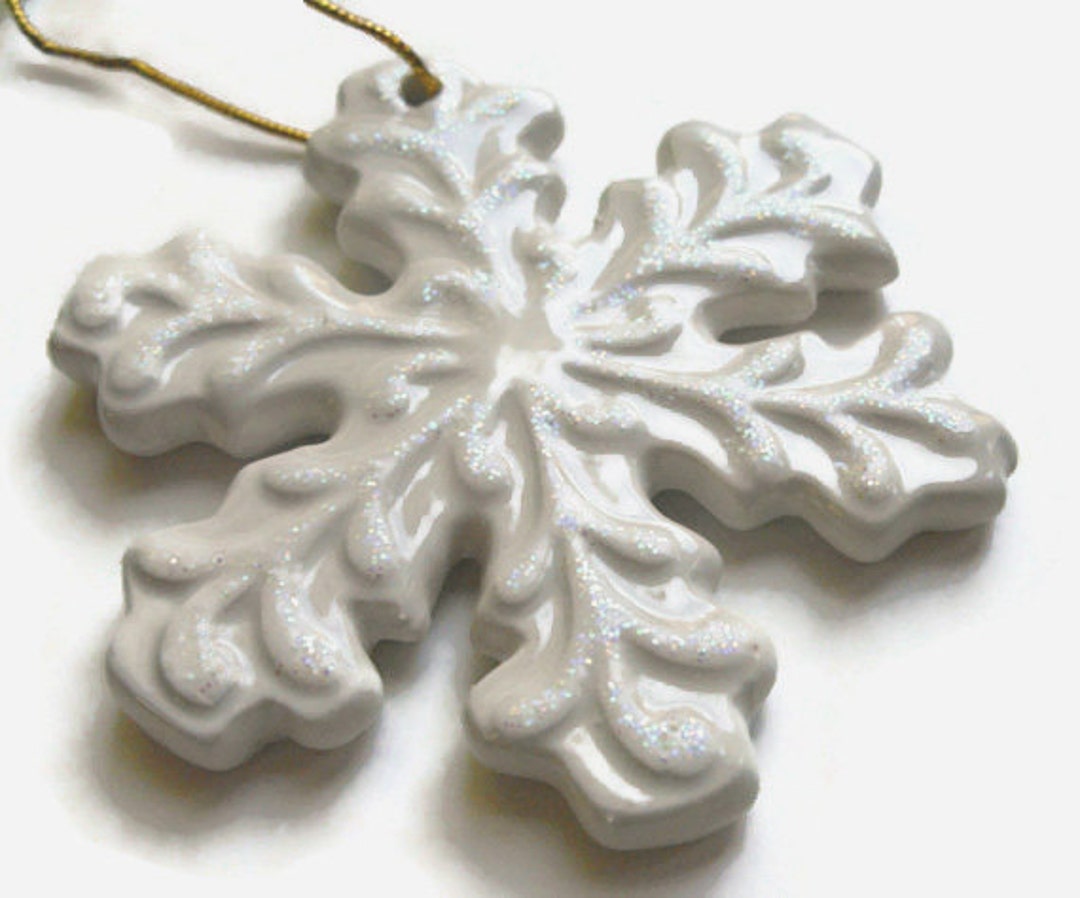 Ceramic Snowflake Ornament - Christmas Snowflake Decor, Winter Wedding ...
