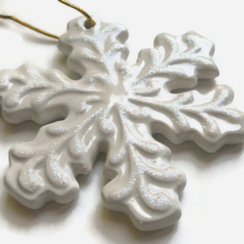 Ceramic Snowflake Ornament Christmas Snowflake Decor Winter - Etsy