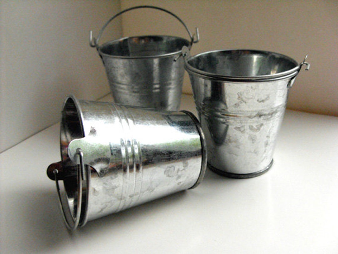 Miniature Silver Metal Bucket - Stainless Steel Bucket, Party Favor ...