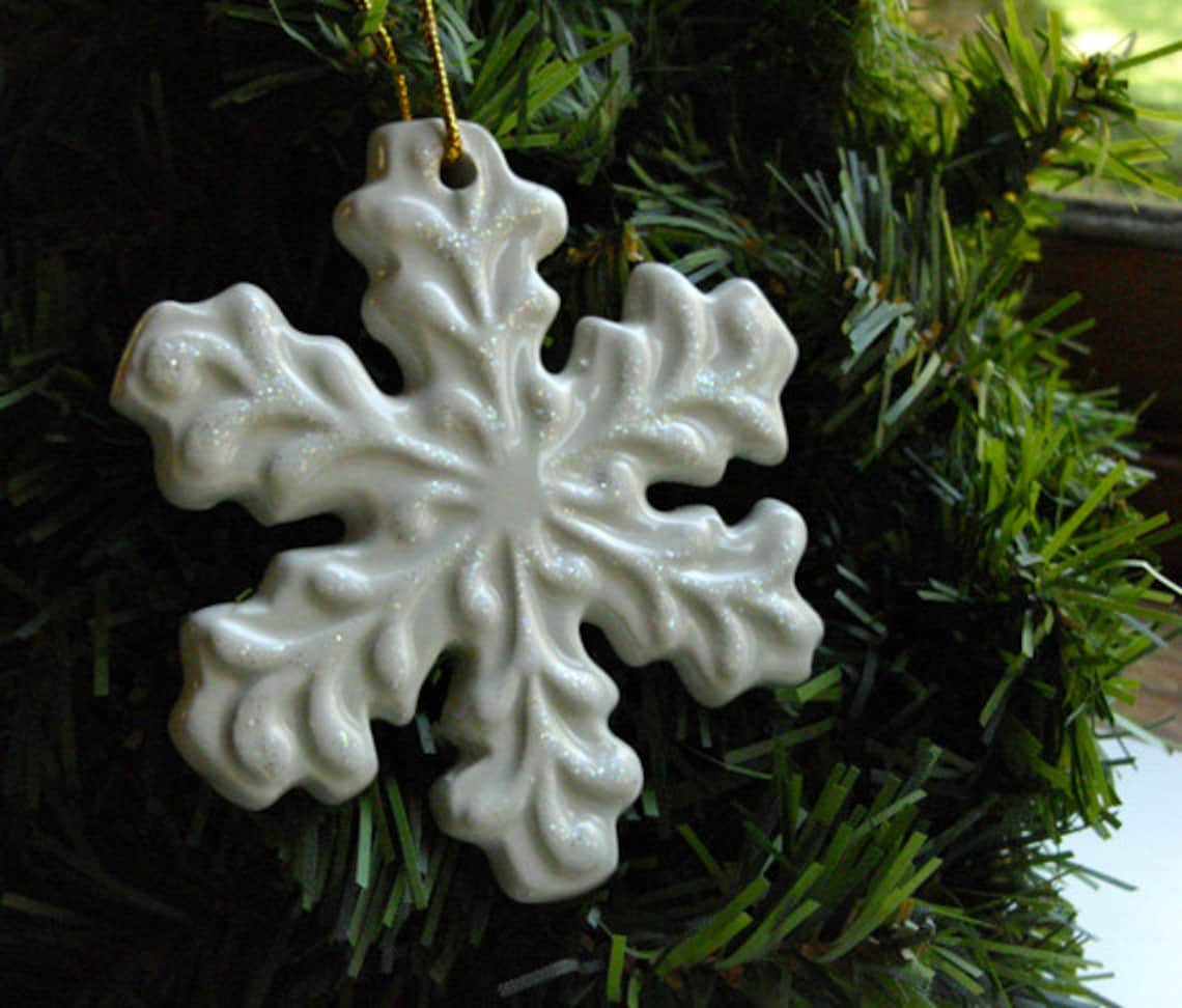 Ceramic Snowflake Ornament Christmas Snowflake Decor Winter - Etsy