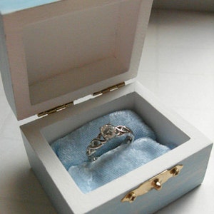 Blue Engagement Ring Box, Wedding Ring Box, Something Blue, White ...