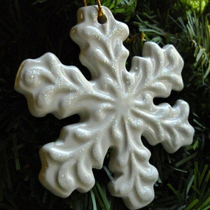 Ceramic Snowflake Ornament - Christmas Snowflake Decor, Winter Wedding ...