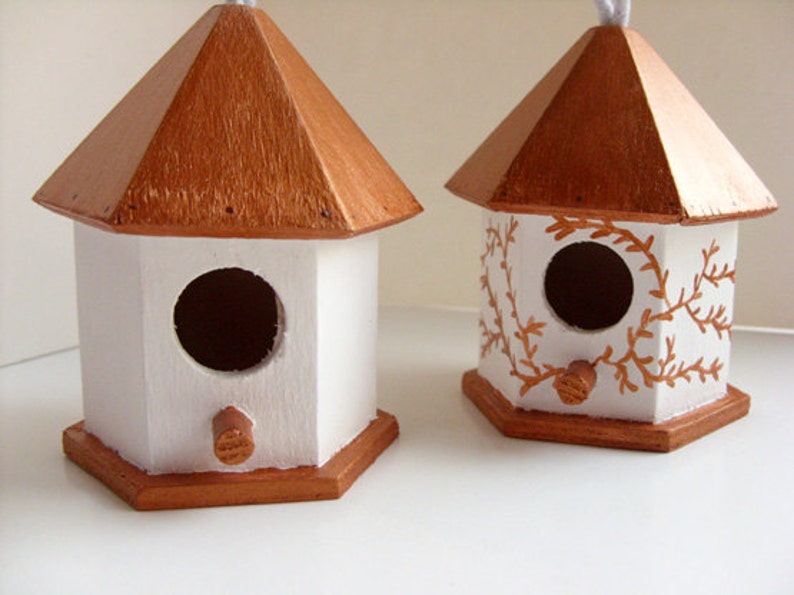 Copper & White Birdhouse, Rustic Birdhouse, Rustic Wedding Decor ...