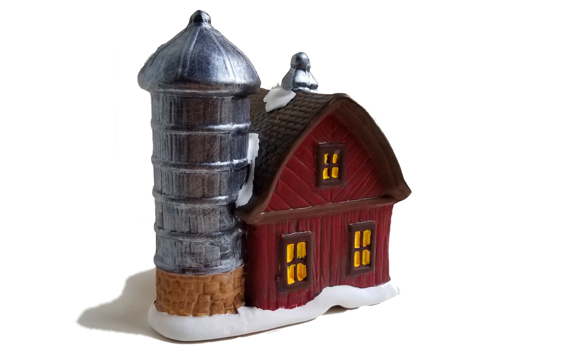 Christmas Village House Barn Old Red Barn Figurine Lighted - Etsy
