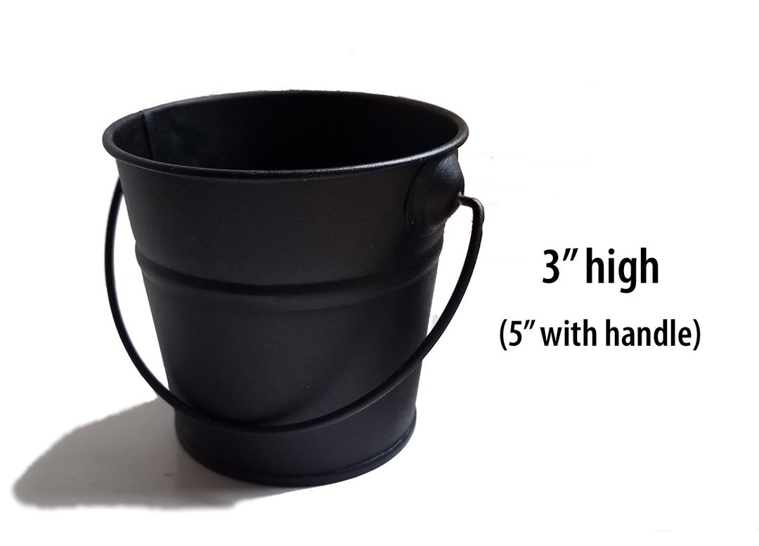 Black Metal Bucket 3 Black Pail, Miniature Bucket, Black Party Favor ...