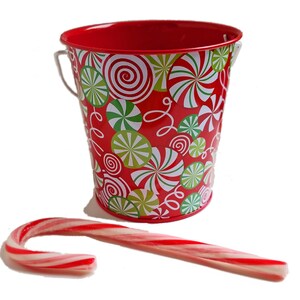 Christmas Candy Bucket - 4" Metal Bucket, Metal Pail, Festive Christmas ...