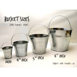 Silver Galvanized Bucket - 4" Metal Bucket, Small Pail, Party Favor ...