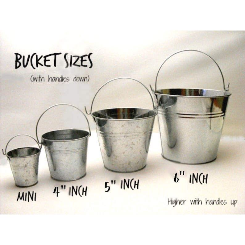 Silver Galvanized Bucket - 4" Metal Bucket, Small Pail, Party Favor ...