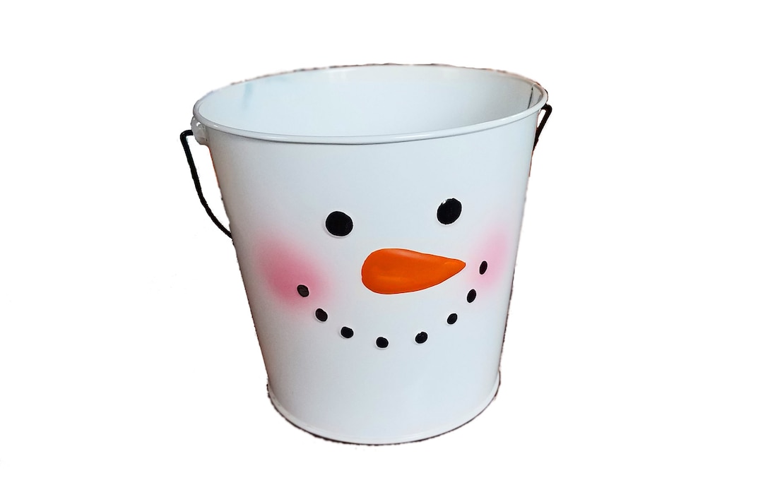 Snowman Bucket Snowman Pail, Snowman Decor, Snowman Christmas ...