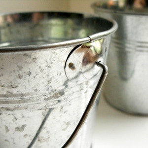 Silver Galvanized Bucket - 4" Metal Bucket, Small Pail, Party Favor ...