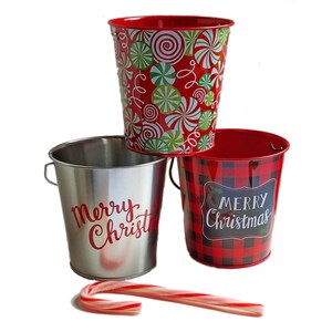 Christmas Bucket - Metal Bucket, Metal Pail, Merry Christmas Decor ...