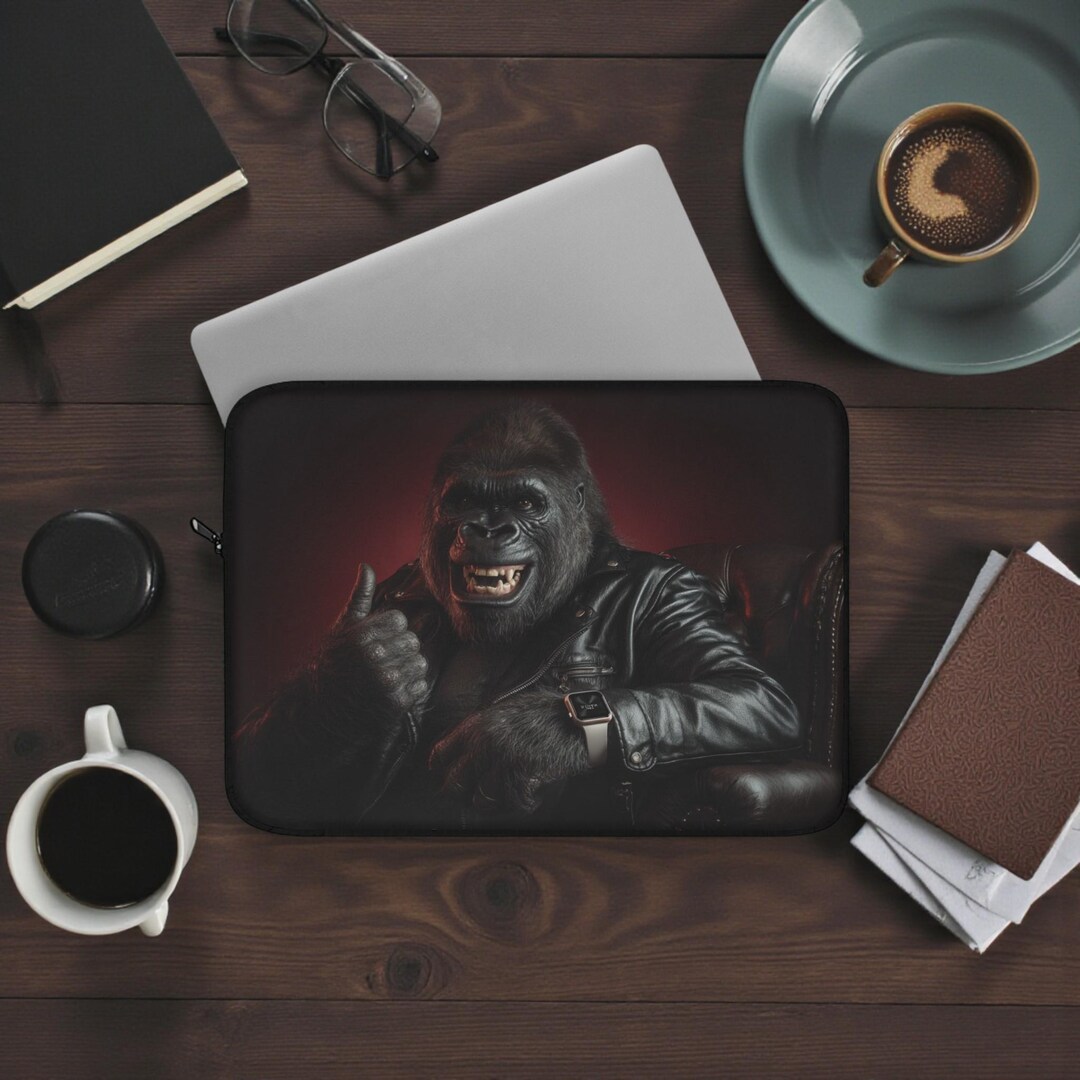 Gorilla Laptop Sleeve – Thumbs up Ape Leather Jacket Case - Etsy