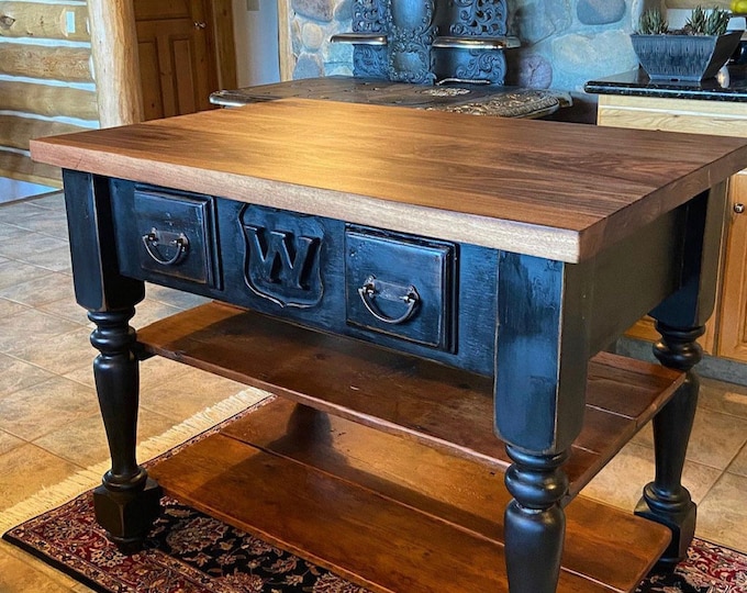 The Monogrammed Butcher Block Kitchen Island - Etsy