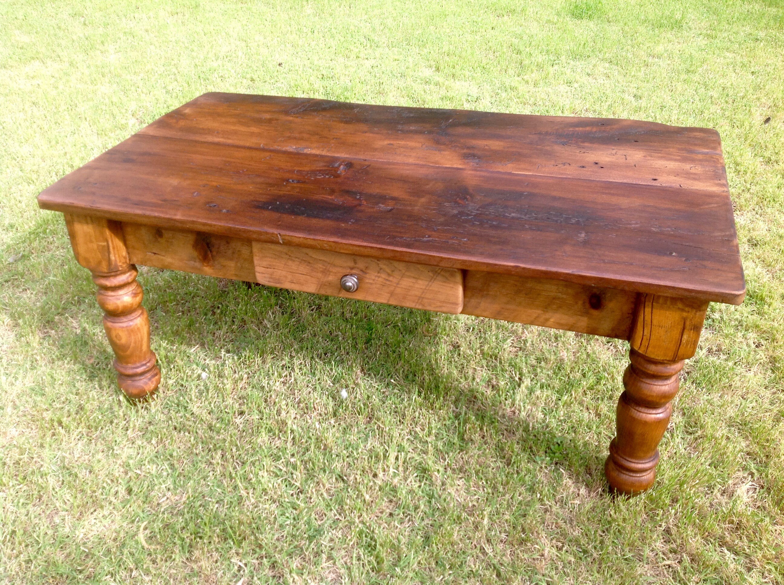 The Petite Farmhouse Coffee Table With Drawer Handmade With | Etsy